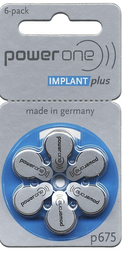 Power One MF Implant Plus Batteries, size 675 Cochlear (10 cards of 6 batt)