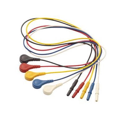 Reusable Standard Button Electrode Leads - Set of 5 (RBWYK)