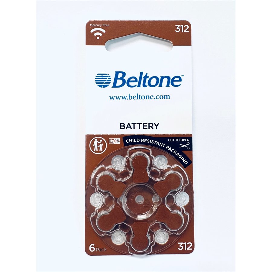 Beltone Custom Label Rayovac Batteries, size 312 (10 cards of 6 batteries)