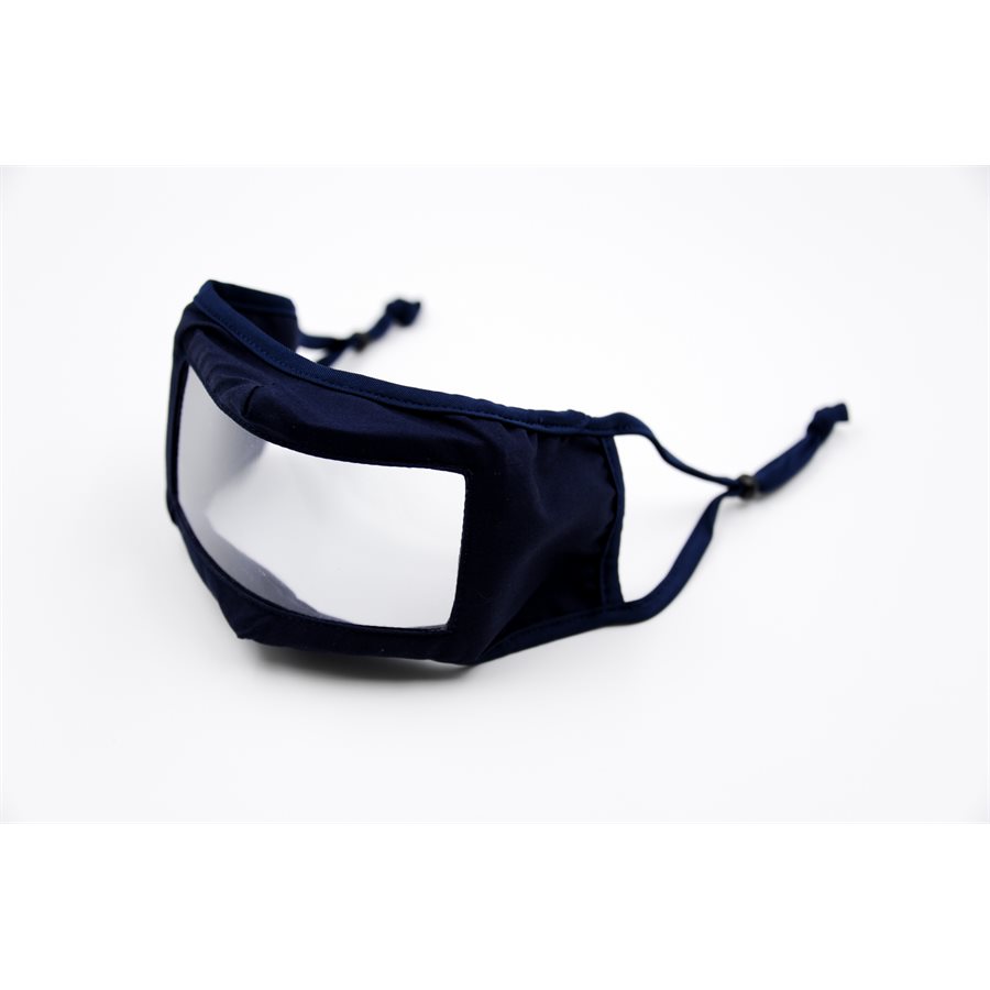 Smile Mask Reusable Cloth Face Mask with Transparent Panel - Navy Blue ...