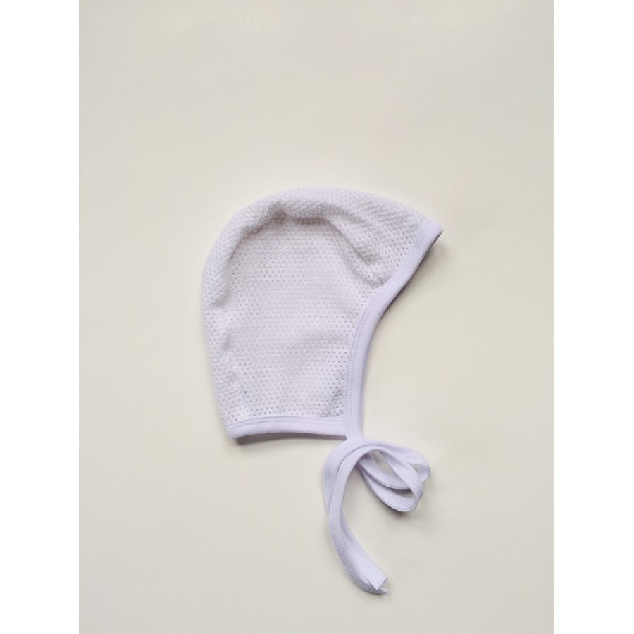 Pilot Cap for Hearing Aids - Solid White Mesh, Size 18-24 Months