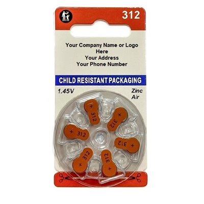 Custom Label Batteries from ZeniPower MF, size 312 (10 cards of 6 ...