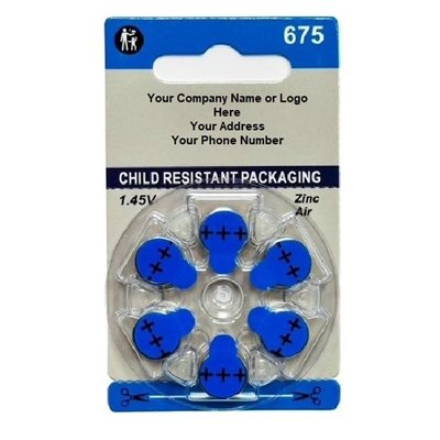 Custom Label Batteries from ZeniPower MF, size 675 (10 cards of 6 ...